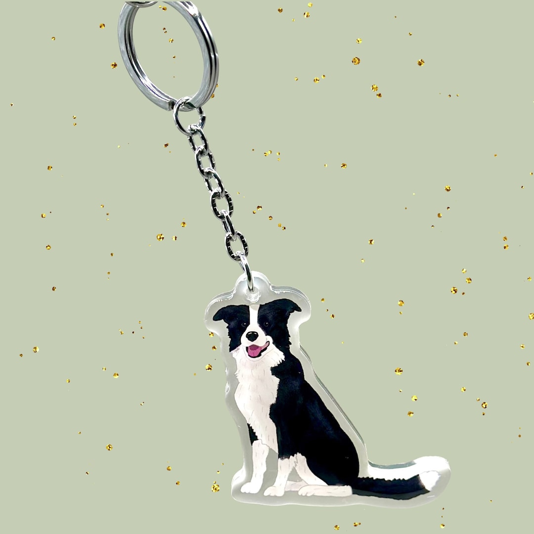 Black Border Collie Keychains | Dog Breed Acrylic Keychains | Hand ...