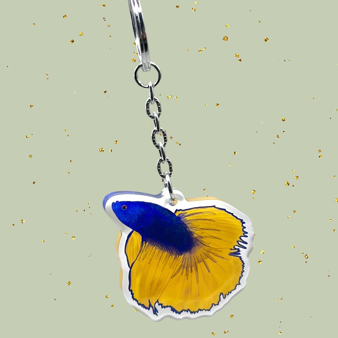 Mustard Gas Betta Fish Keychains | Halfmoon Fighting Fish Acrylic ...