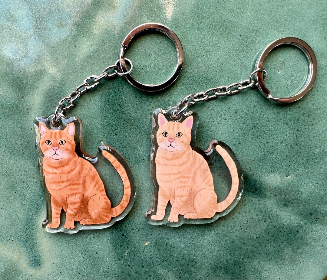 Orange Tabby Cat Keychains Cat Breed Acrylic Keychains - Etsy