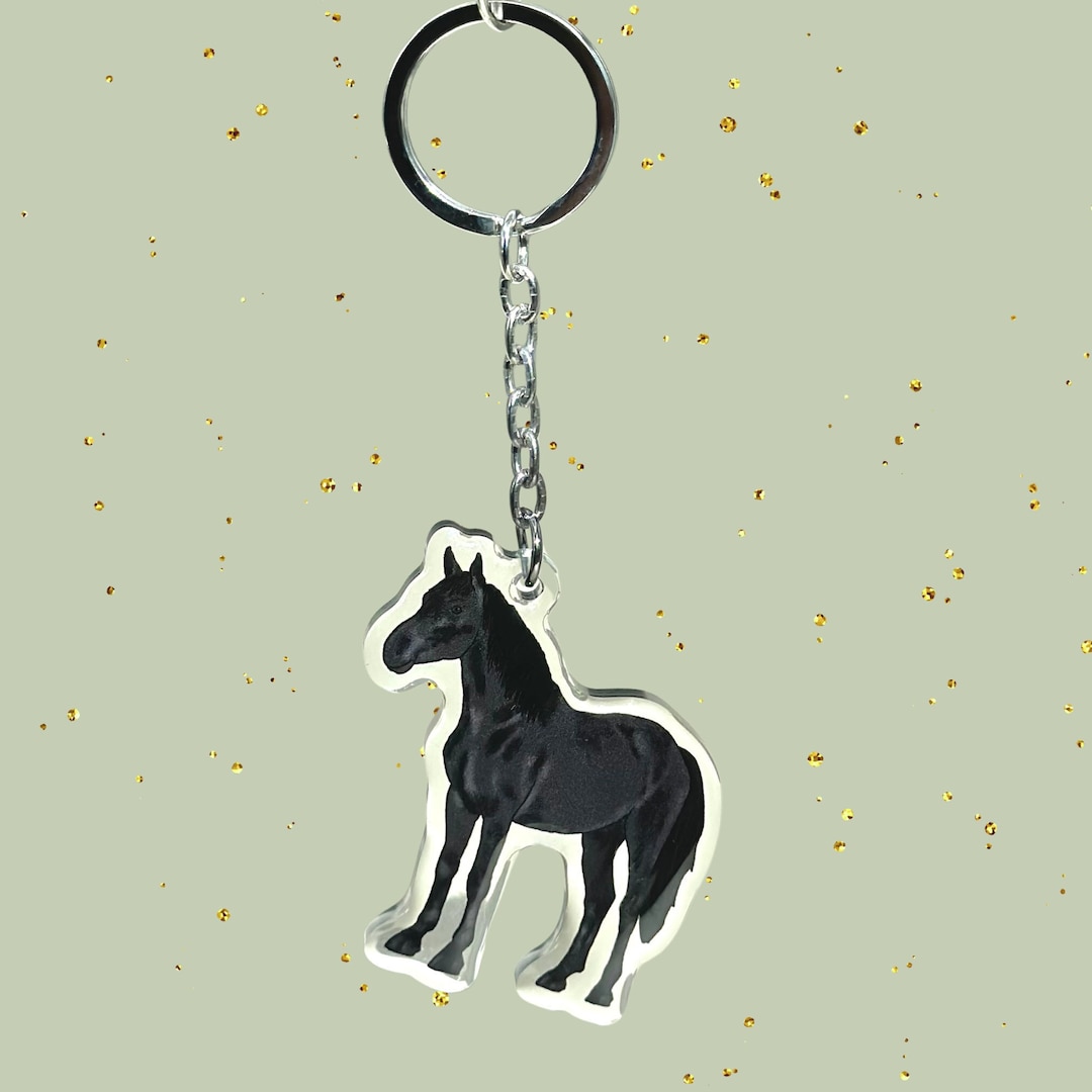 Black Horse Keychains | Horse Acrylic Keychains | Original Hand Drawn ...