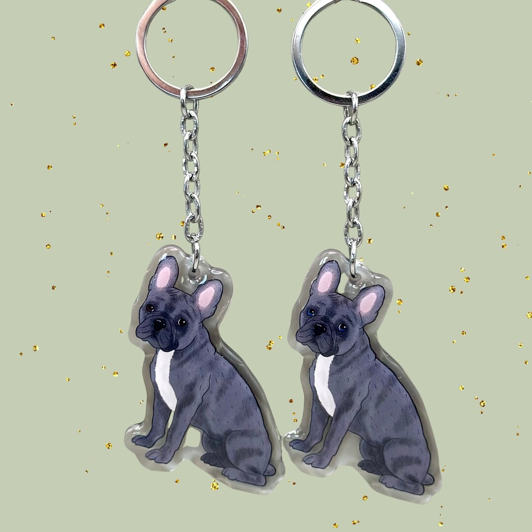 Blue French Bulldog Keychains | Dog Breed Acrylic Keychains | Hand ...