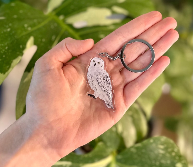 Snowy Owl Keychains Original Hand Drawn Art Design Cute Animal Charms ...