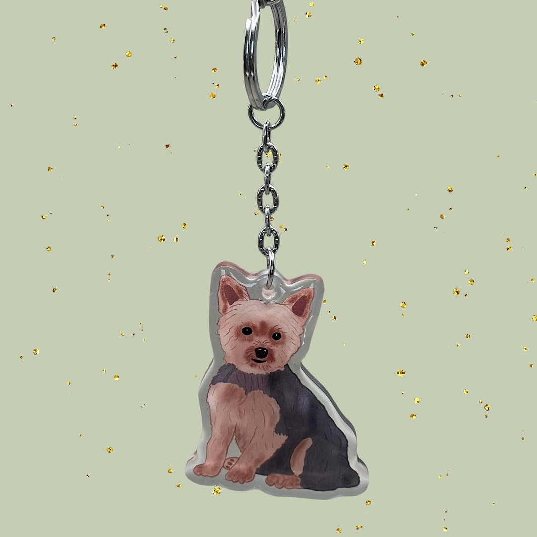 Silver Yorkie Yorkshire Terrier Keychains | Dog Breed Acrylic Keychains ...