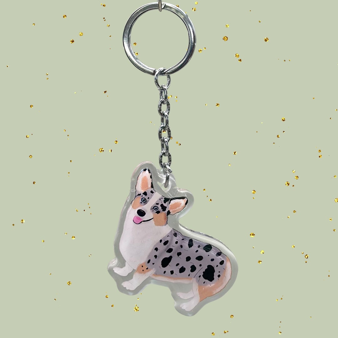 Blue Merle Welsh Corgi Keychains | Dog Breed Acrylic Keychains ...