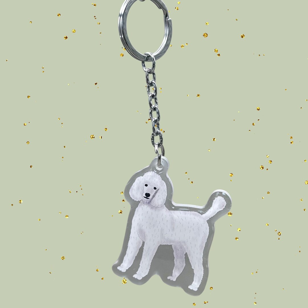 White Standard Poodle Keychains | Dog Breed Acrylic Keychains ...