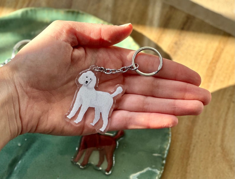 White Standard Poodle Keychains Dog Breed Acrylic Keychains Original ...