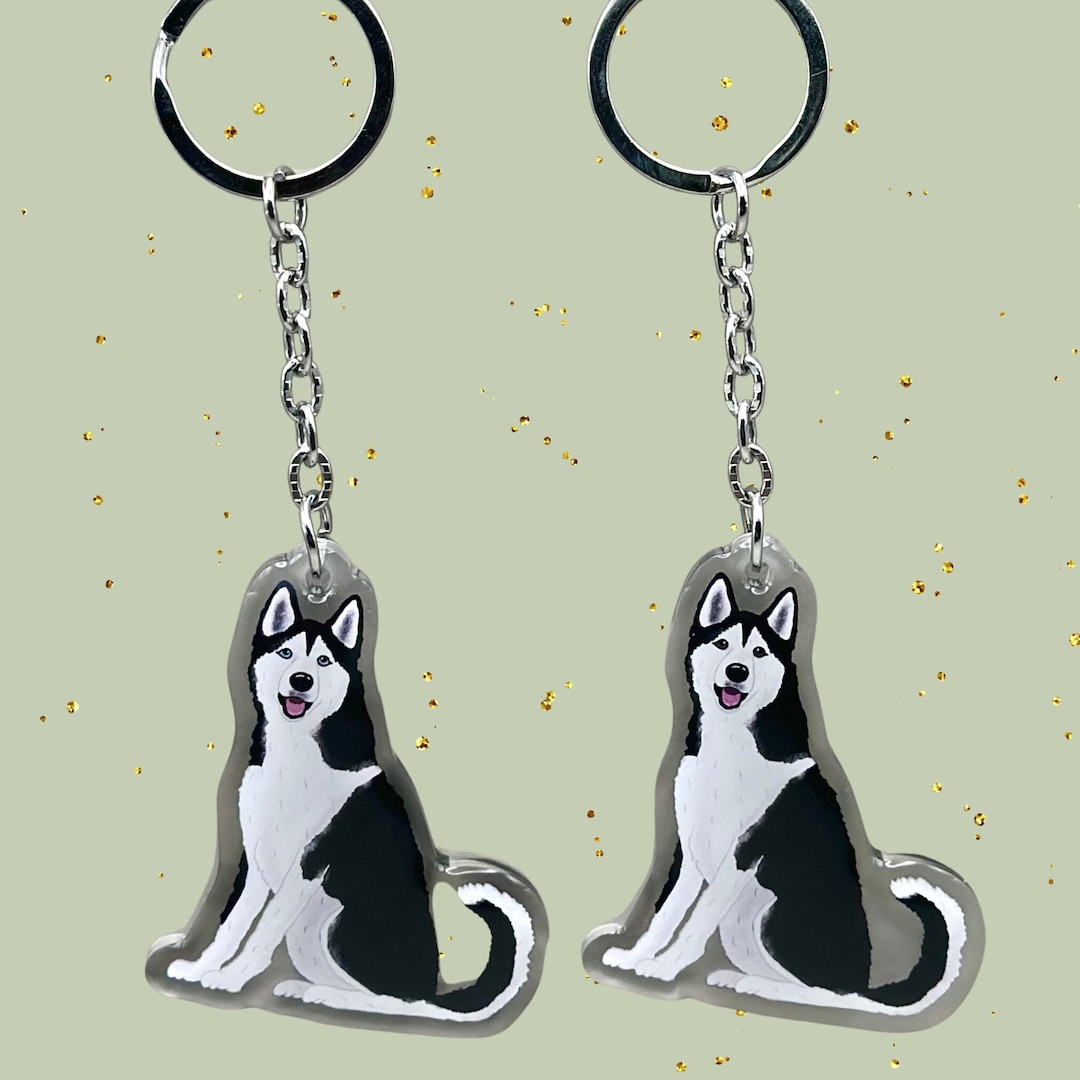 Black Husky Keychains | Dog Breed Acrylic Keychains | Original Hand ...