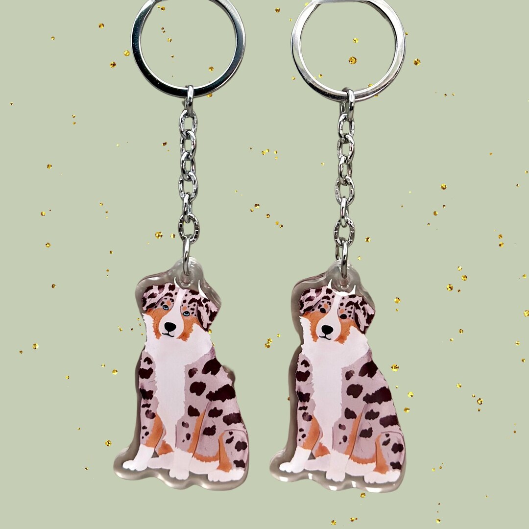 Red Merle Australian Shepherd Keychains | Dog Breed Acrylic Keychains ...