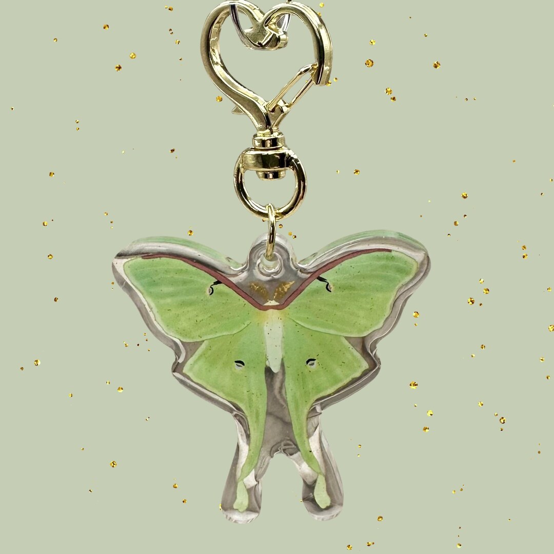 Luna Moth Keychains Full Wing | Hand Drawn Art Design | Insect Bug ...