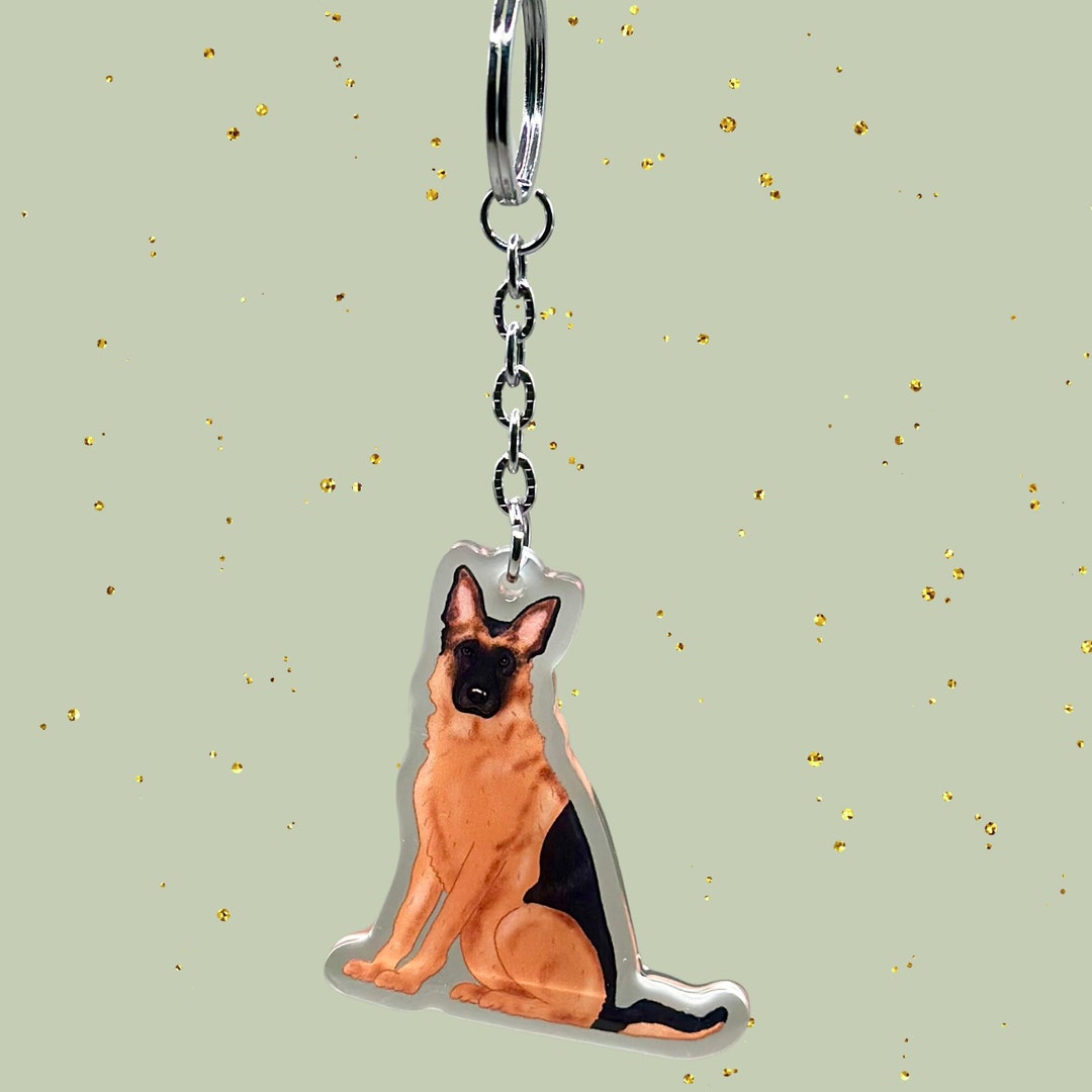 Black & Brown German Shepherd Keychains | Dog Breed Acrylic Keychains ...