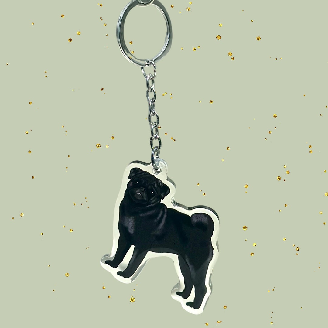 Black Pug Keychains | Dog Breed Acrylic Keychains | Original Hand Drawn ...