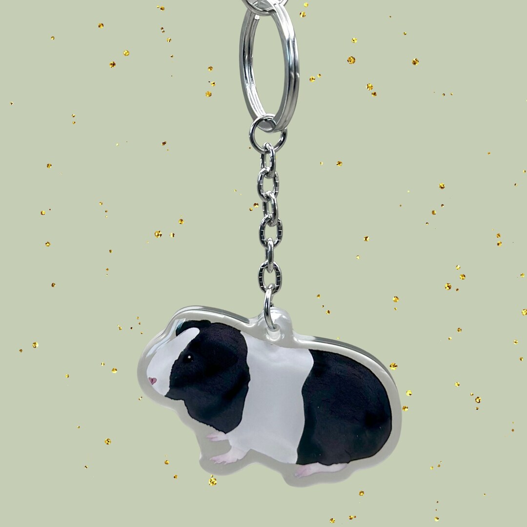 Black & White Guinea Pig Keychains |acrylic Keychains | Hand Drawn Art ...
