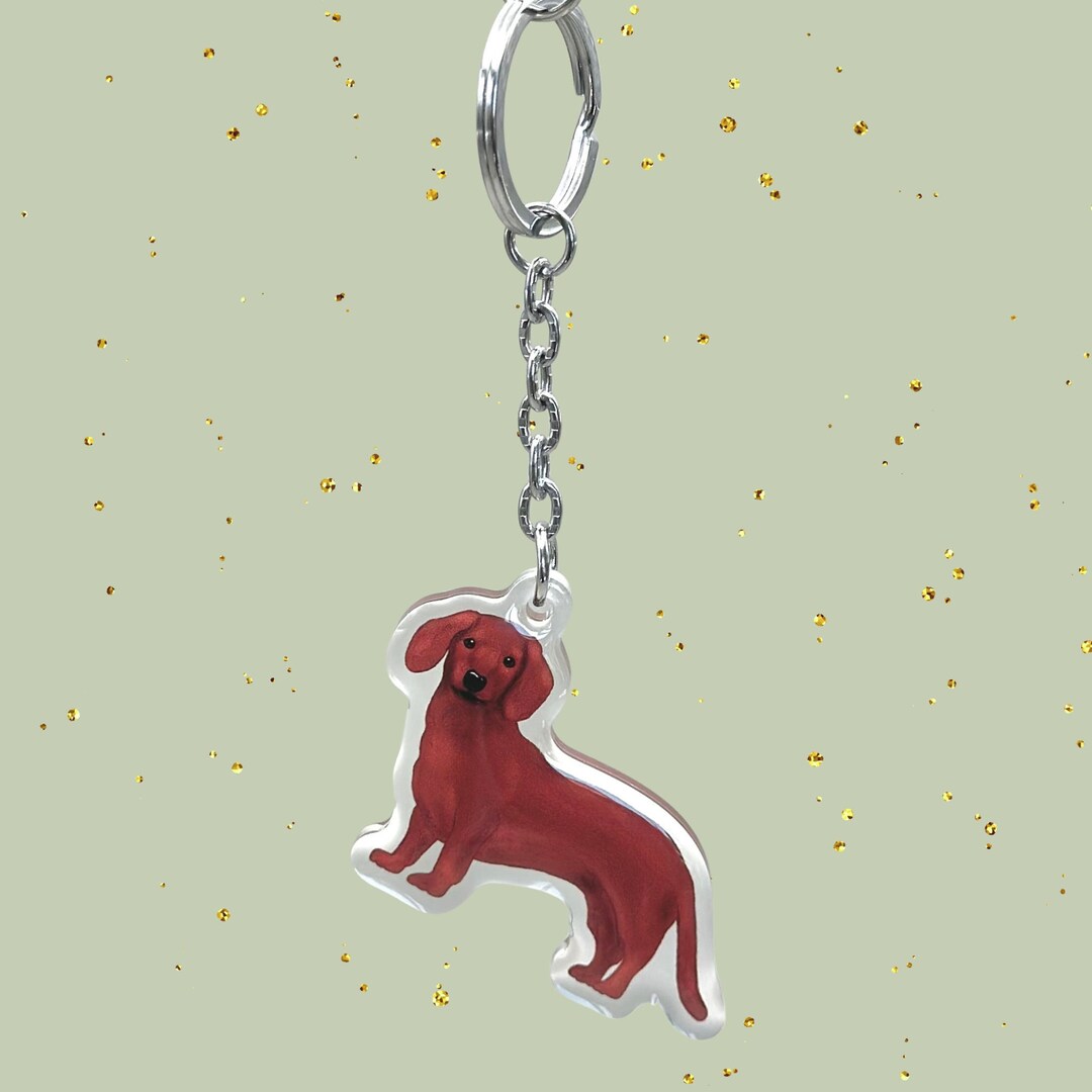 Red Dachshund Keychain | Dog Breed Acrylic Keychains | Original Art ...