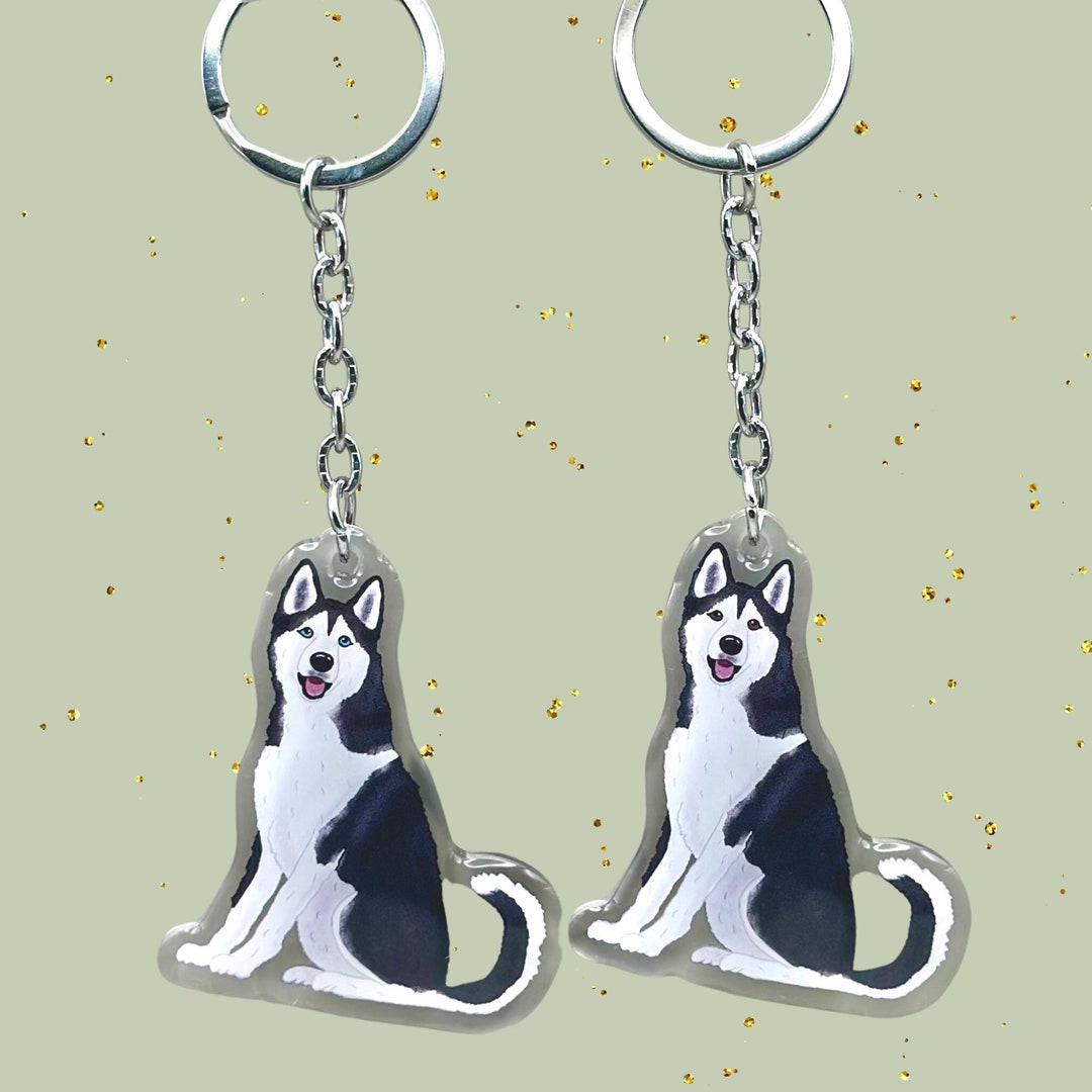 Gray Husky Keychains | Dog Breed Acrylic Keychains | Original Hand ...