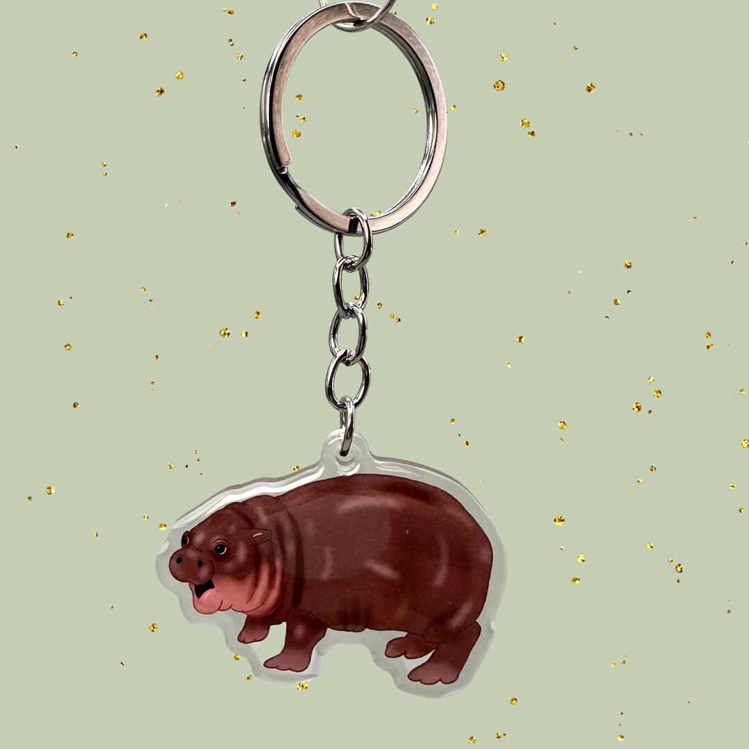 Moo Deng Keychains | Pygmy Hippo Keychains | Original Hand Drawn Art ...