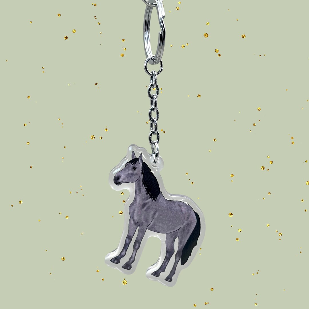 Gray Horse Keychains | Horse Keychains | Original Hand Drawn Art Design ...