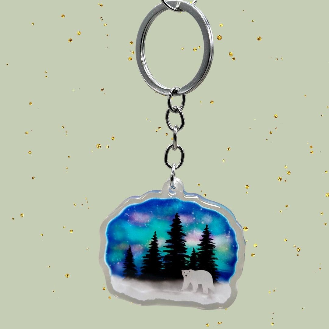 Aurora Borealis Polar Bear Keychains | Northern Lights | Original Hand ...