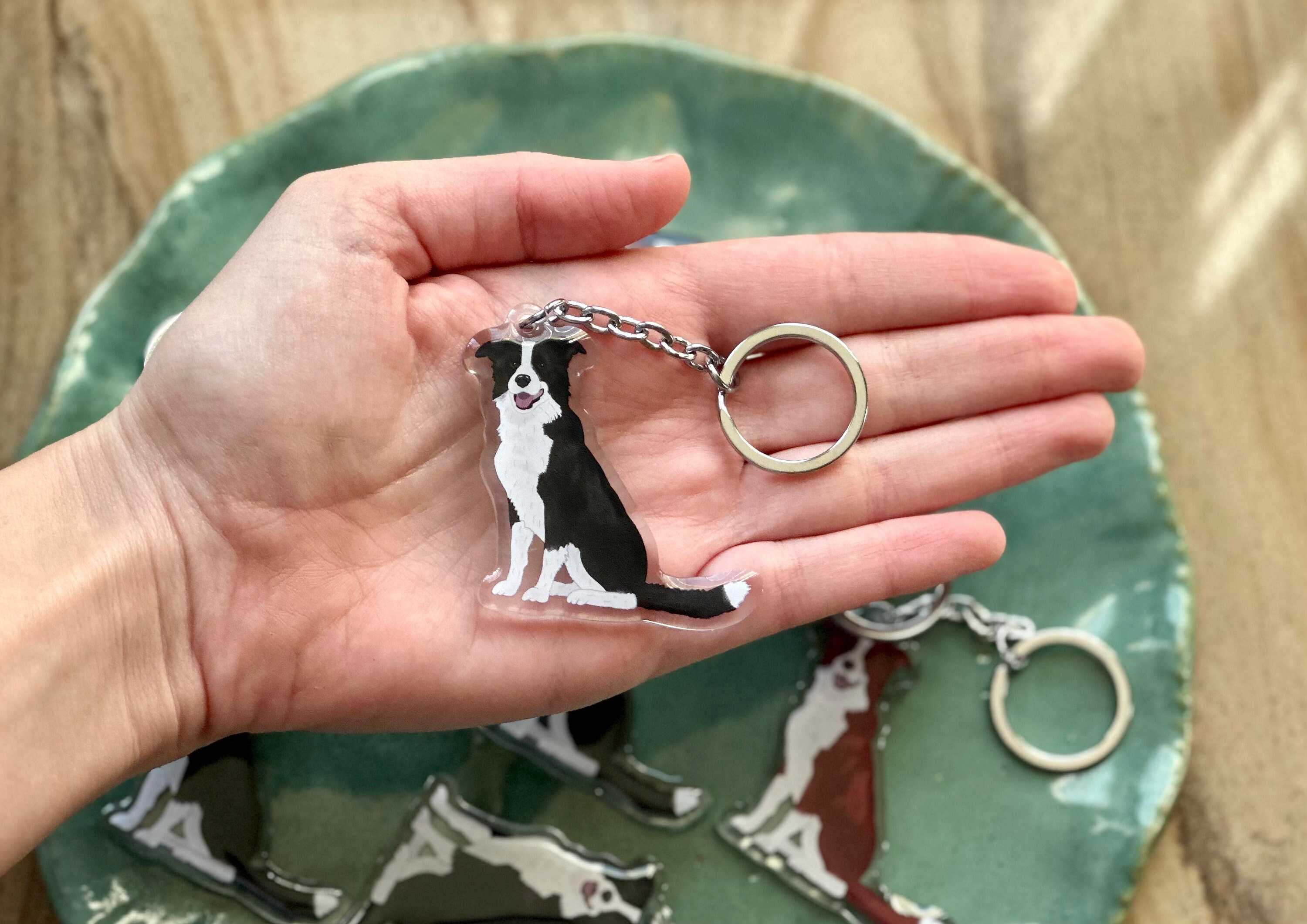 Black Face Border Collie Keychains | Dog Breed Acrylic Keychains | Hand ...