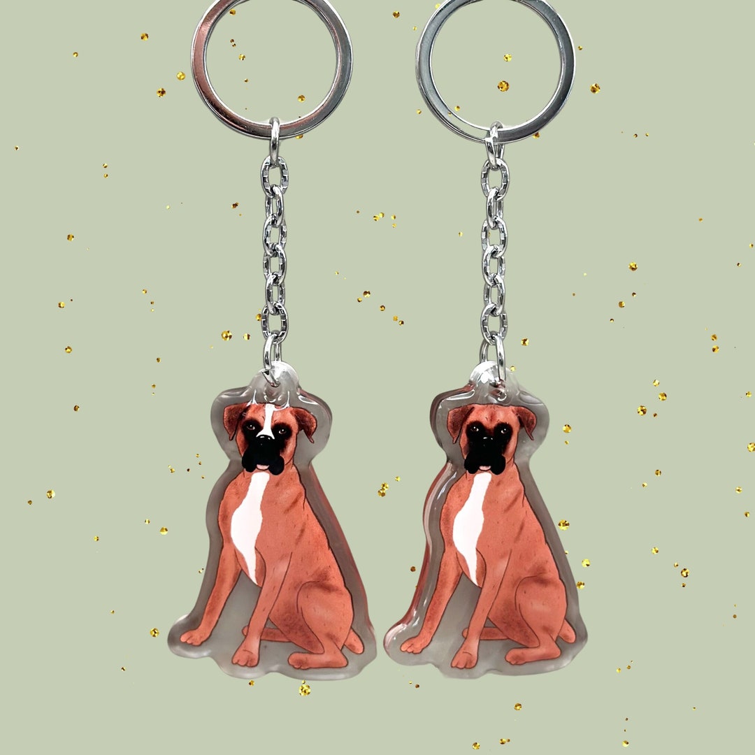 Boxer Keychains | Dog Breed Acrylic Keychains | Original Hand Drawn Art ...