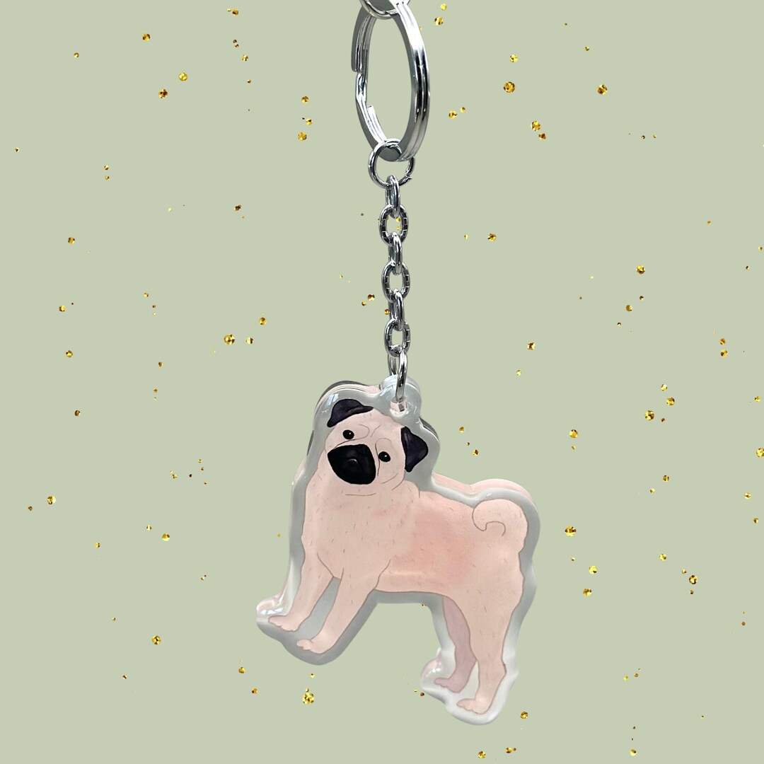 Fawn Pug Keychains | Dog Breed Acrylic Keychains | Original Hand Drawn ...