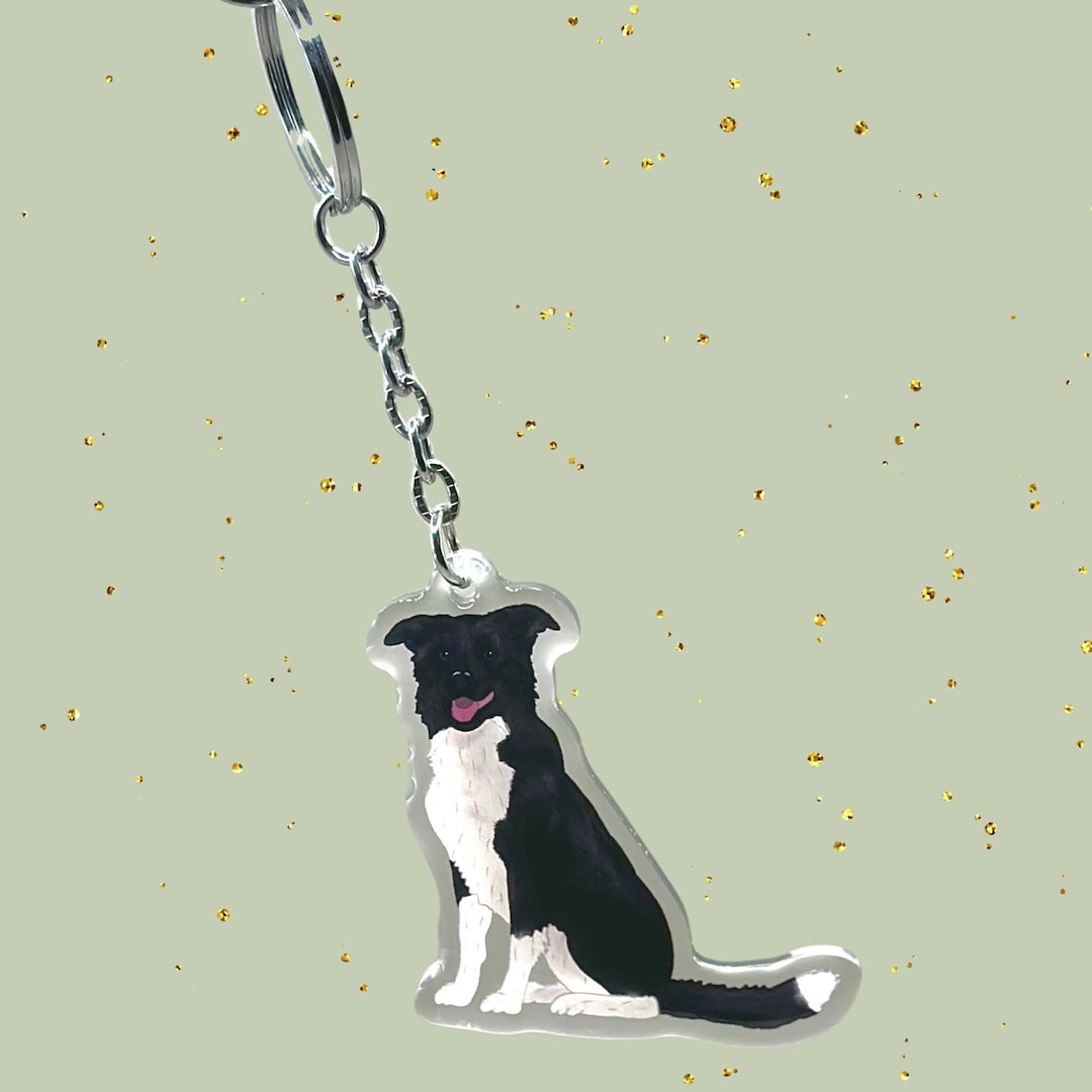 Black Face Border Collie Keychains | Dog Breed Acrylic Keychains | Hand ...