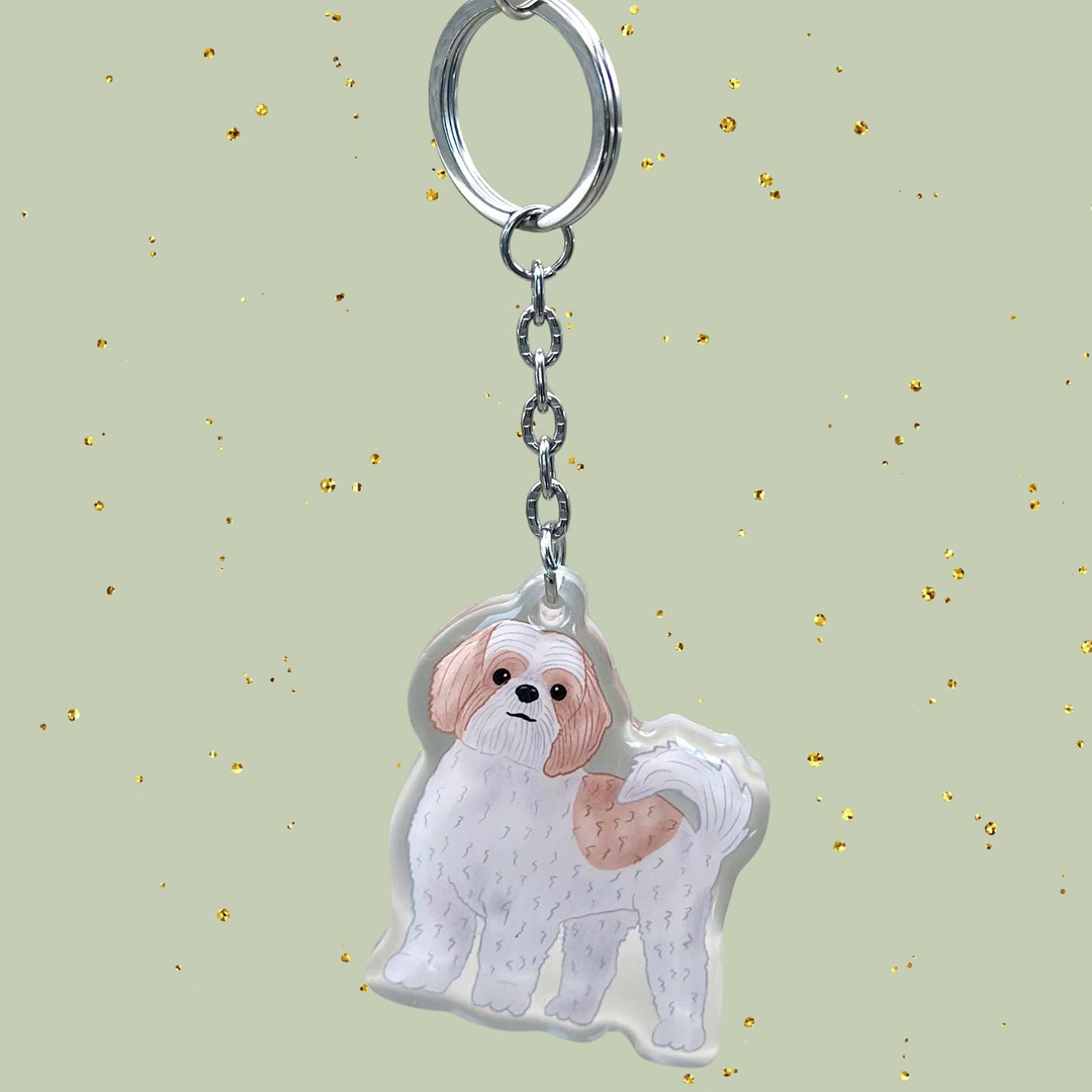 Blonde & White Shih Tzu Keychains | Dog Breed Acrylic Keychains ...