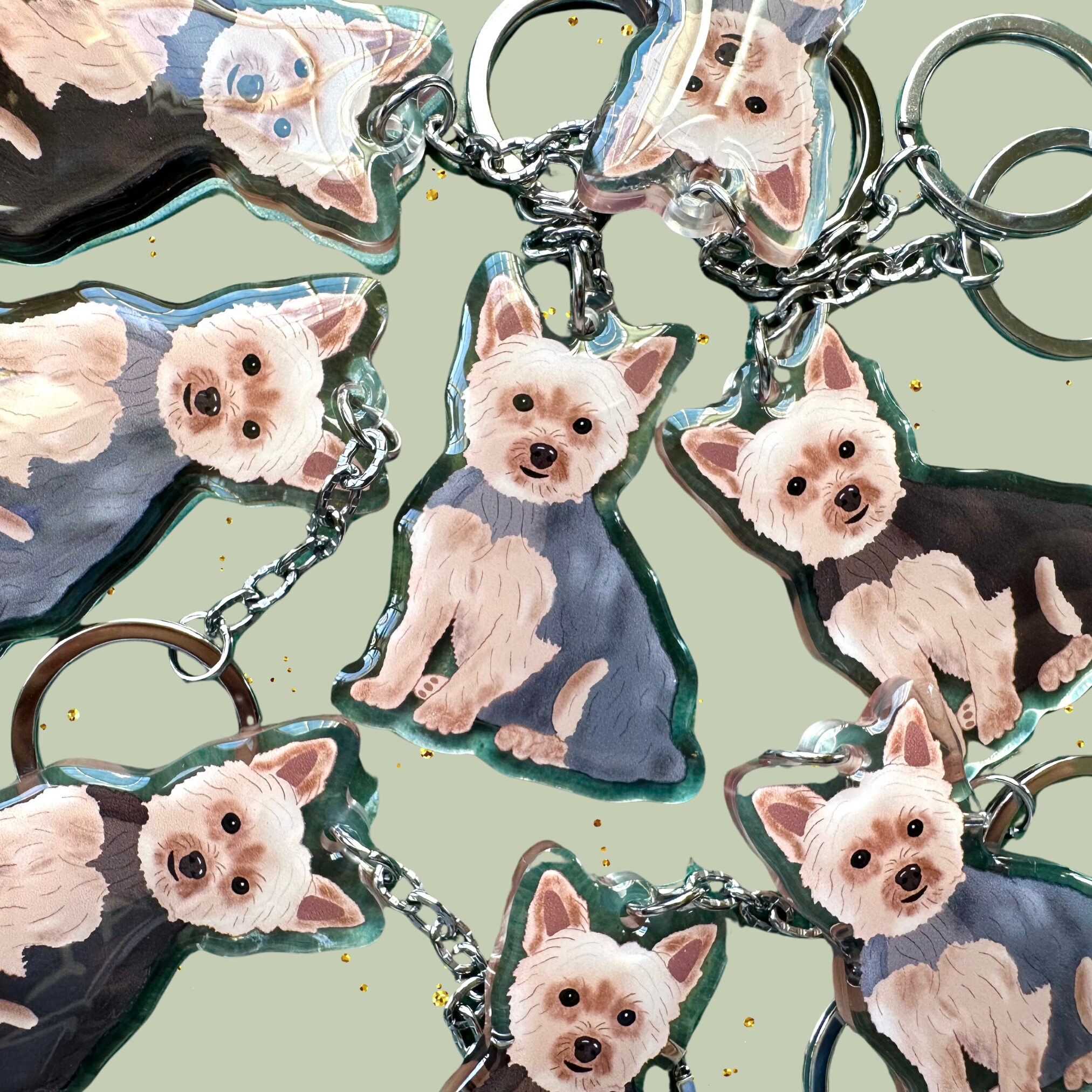 Silver Yorkie Yorkshire Terrier Keychains | Dog Breed Acrylic Keychains ...