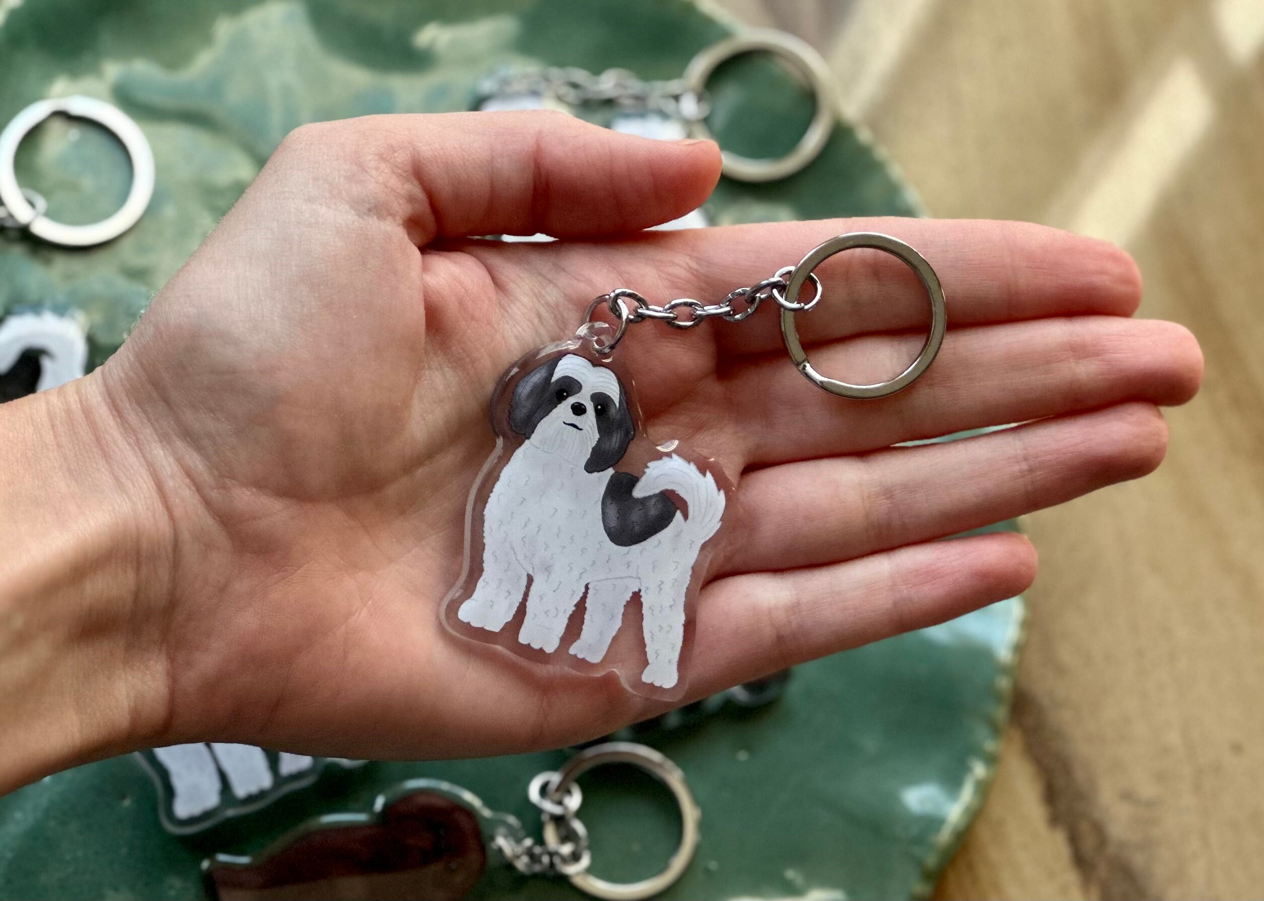 Blonde & White Shih Tzu Keychains Dog Breed Acrylic Keychains Original ...
