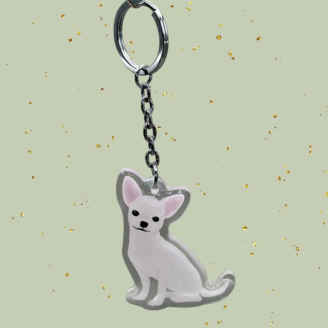 White Chihuahua Keychains | Dog Breed Acrylic Keychains | Original Hand ...