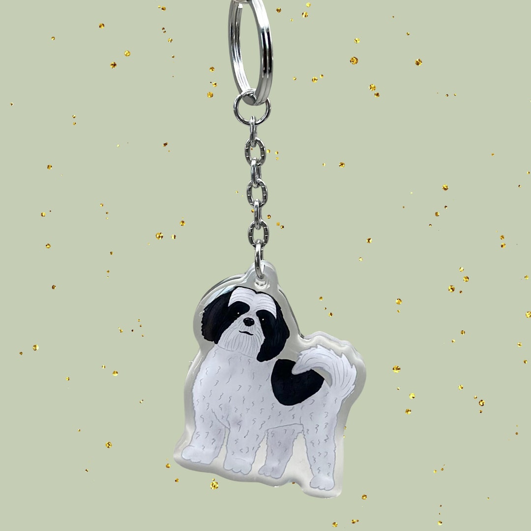 Black & White Shih Tzu Keychains | Dog Breed Acrylic Keychains ...