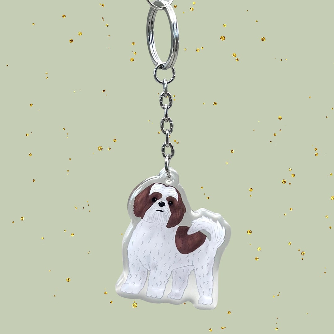 Brown & White Shih Tzu Keychains | Dog Breed Acrylic Keychains ...