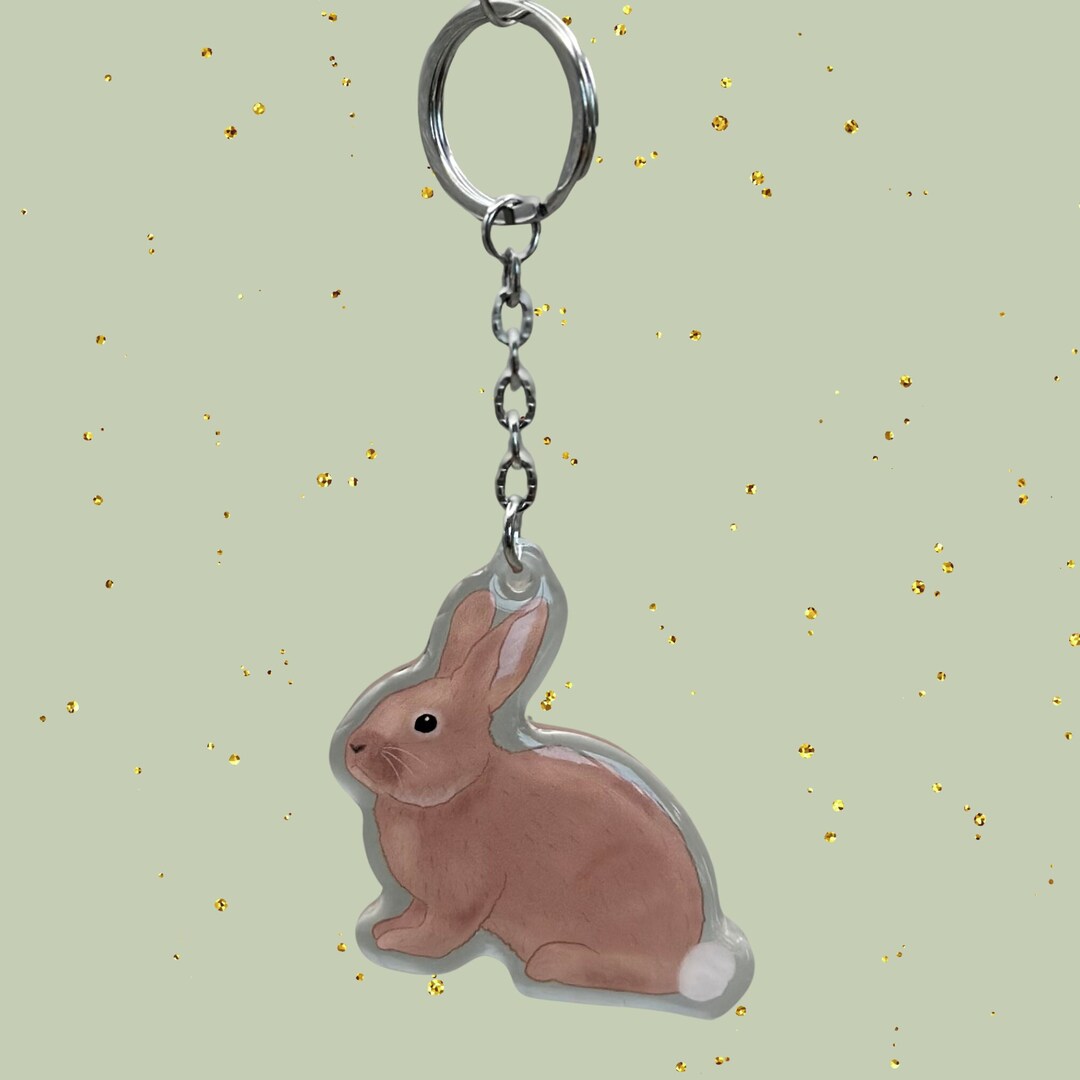 Tan Dutch Rabbit Keychains | Blonde Bunny Acrylic Keychains | Hand ...