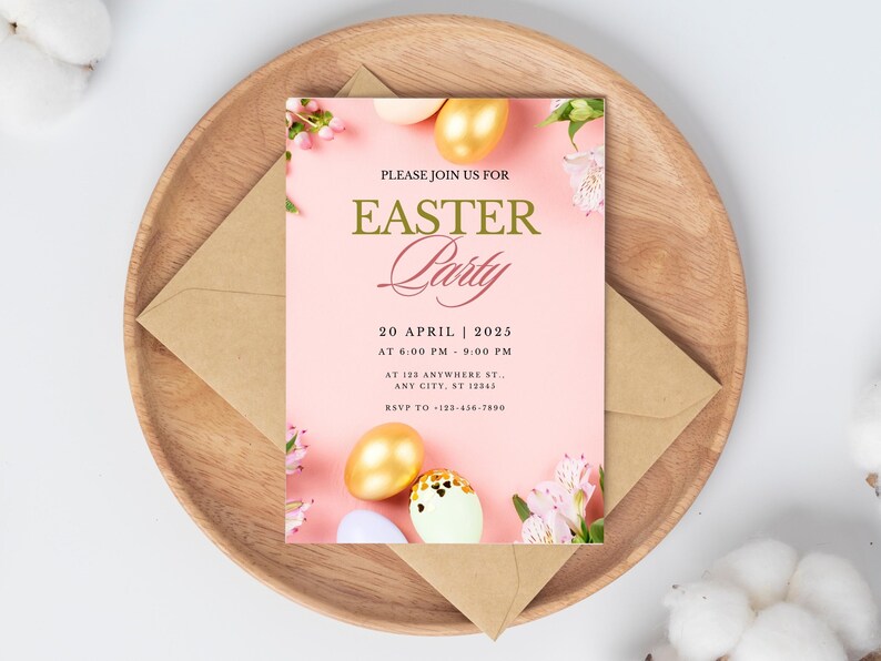 Editable Easter Invitation Template | 5x7" Canva Template | Instant ...
