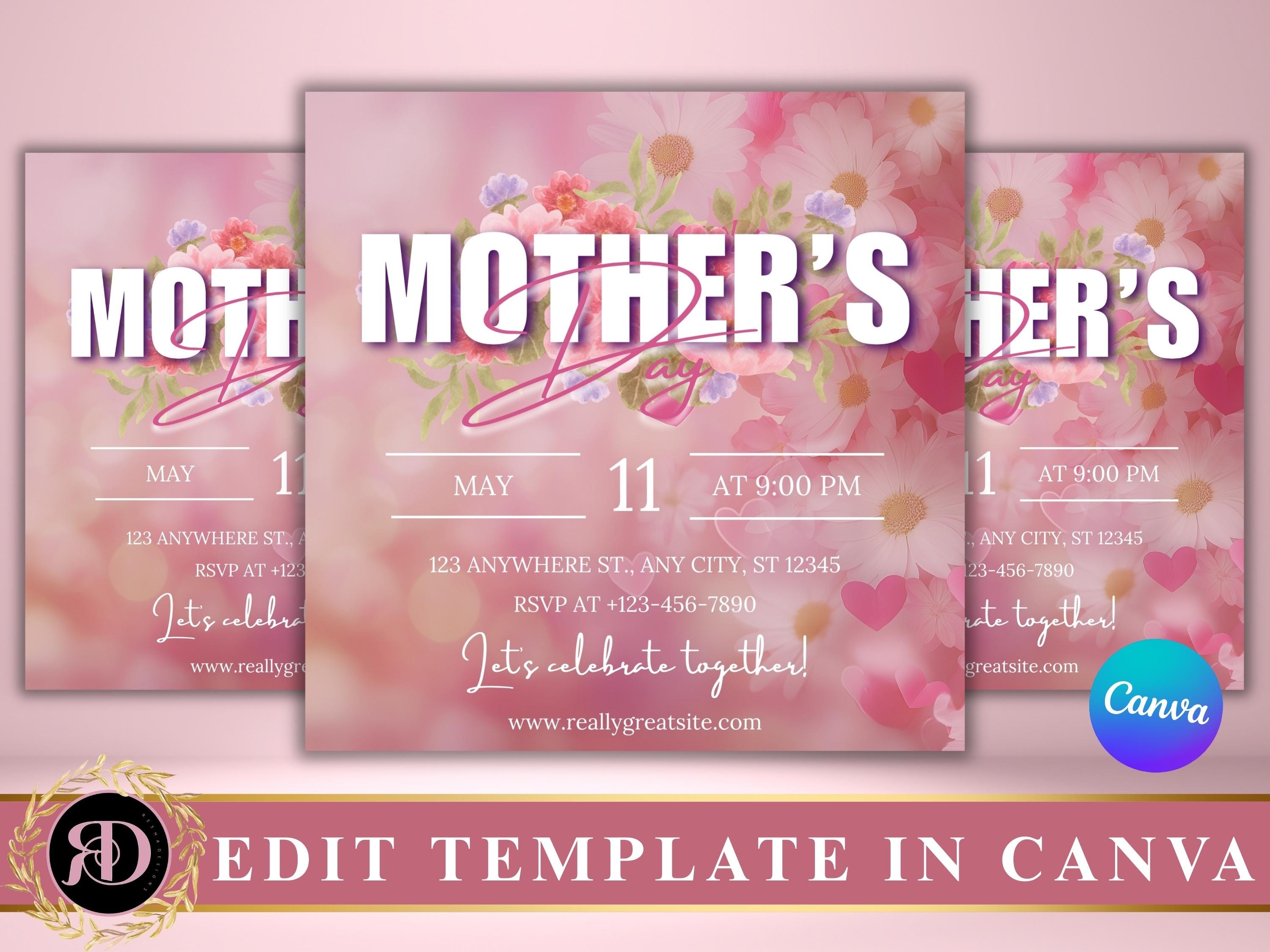 Editable Mother’s Day Flyer | DIY Canva Template | 8x8 Square Mother's ...