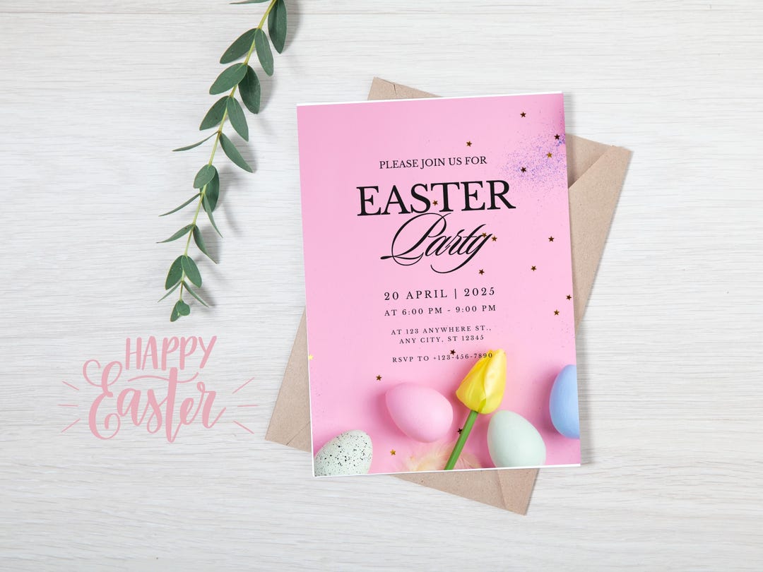 Editable Easter Party Invitation Template | 5x7 Canva Invite (instant ...