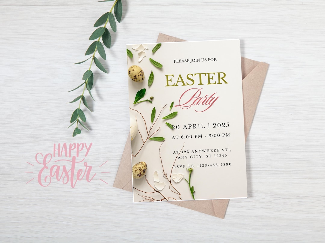 Editable Easter Invitation Template | 5x7" Canva Template | Instant ...
