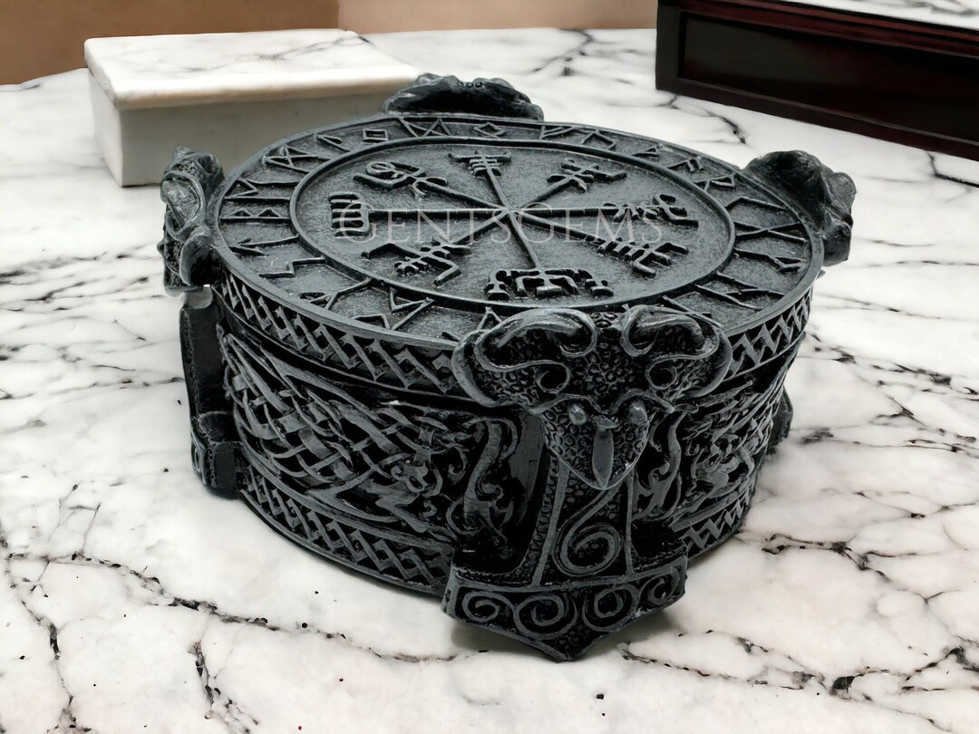 Viking Jewelry Box, Nordic Jewelry Case, Vegvisir Design, Norse Gift ...