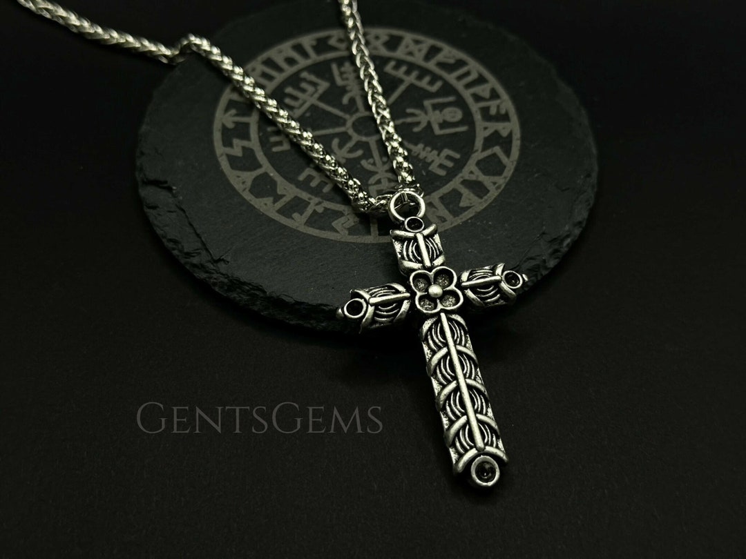 Ragnar Cross Necklace, Nordic Viking Style Cross Pendant Necklace ...
