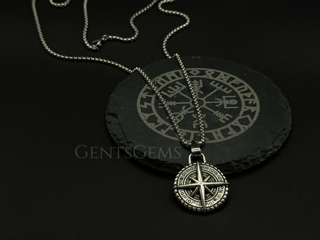 Compass Necklace Viking Compass Necklace North Arrow - Etsy UK