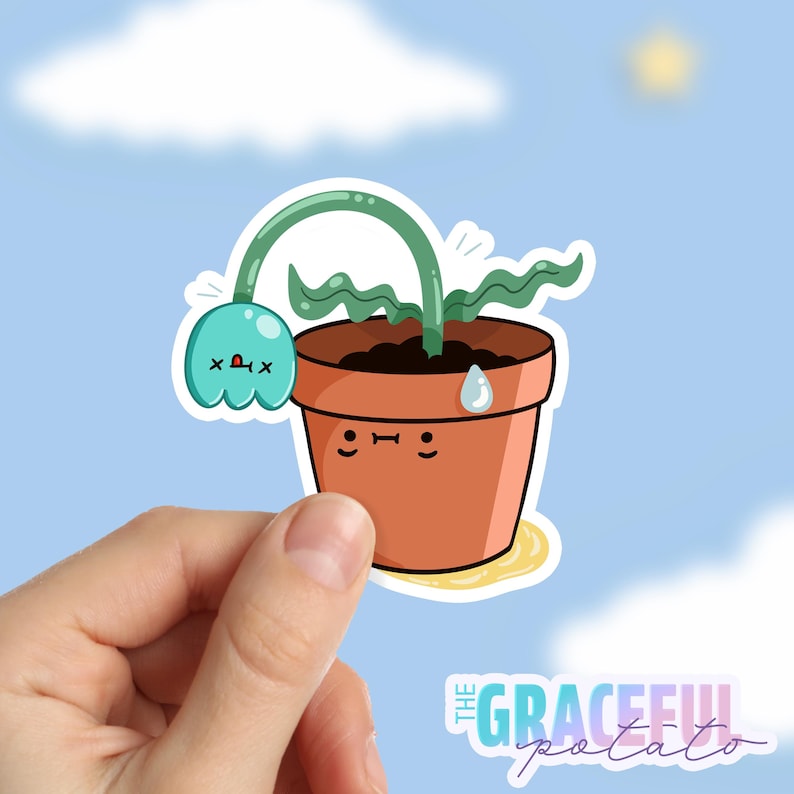Sad Plant Sticker - Funny Dying Houseplant Decal | Kawaii Overwatered ...