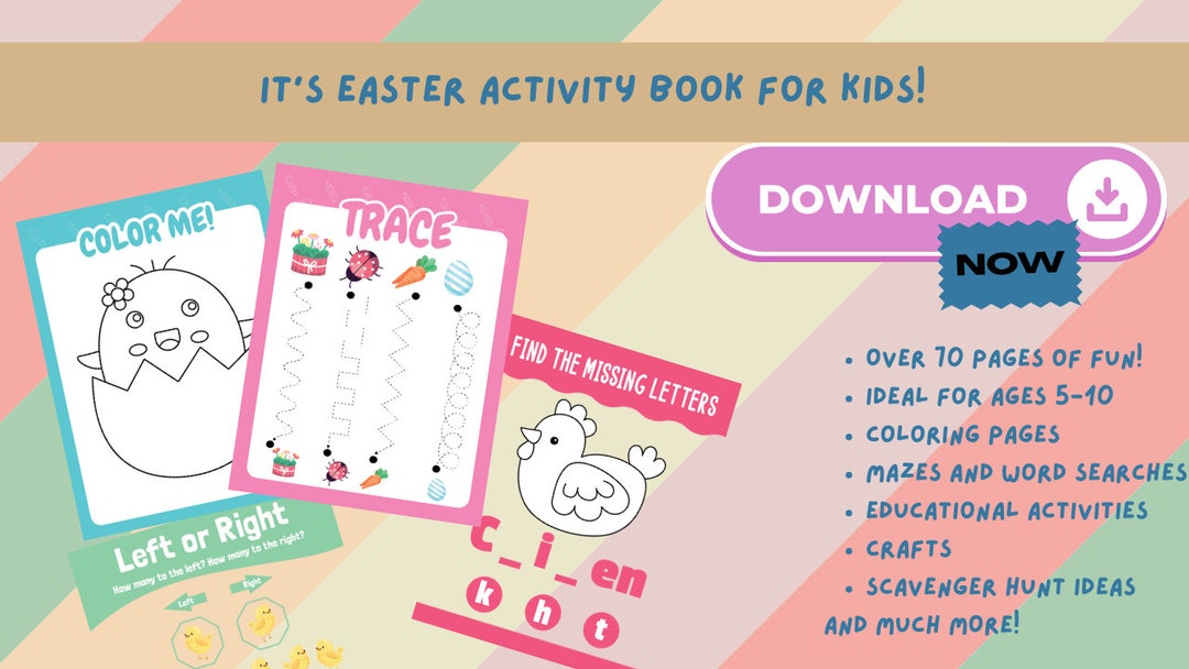 Easter Activity Book Digital Download: Coloring Pages, Mazes ...