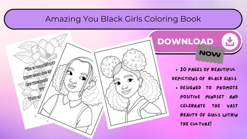 Amazing You Black Girls Coloring Book, African American Coloring Book ...