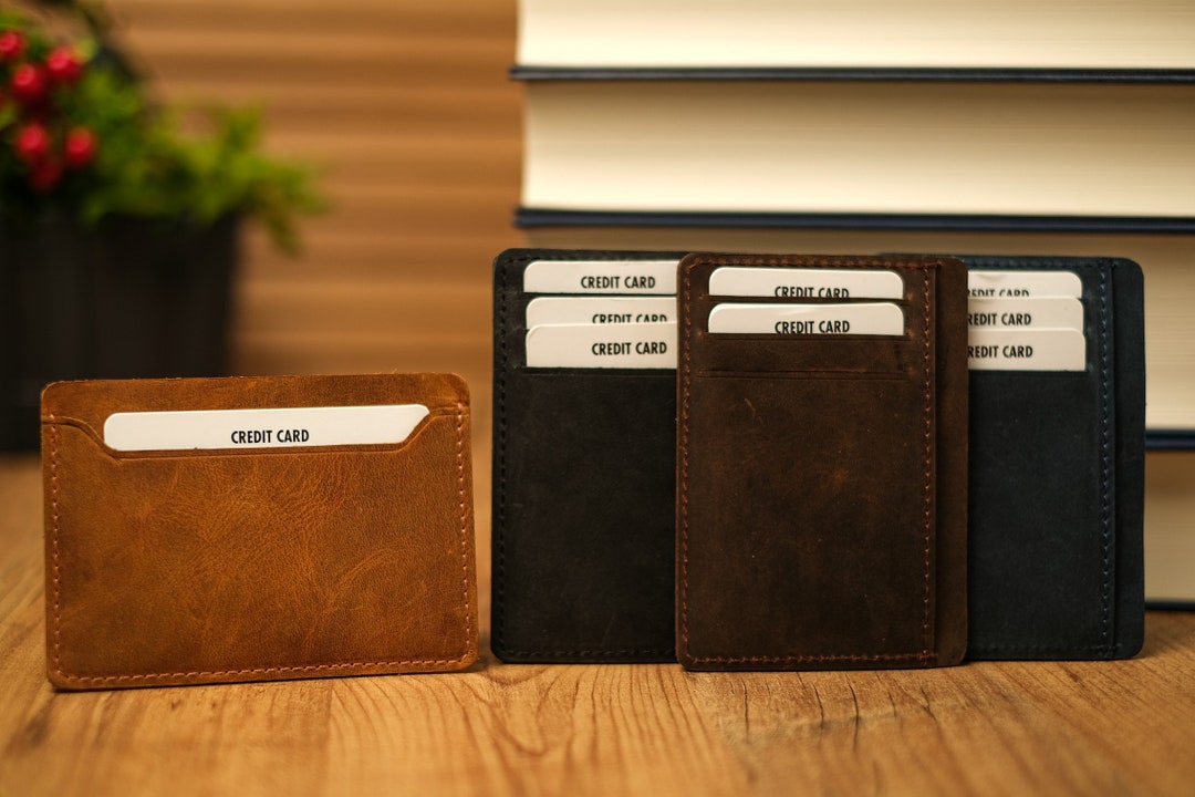 Minimalist Card Holder, Handmade Leather Card Wallet, Elegant Slim Card ...