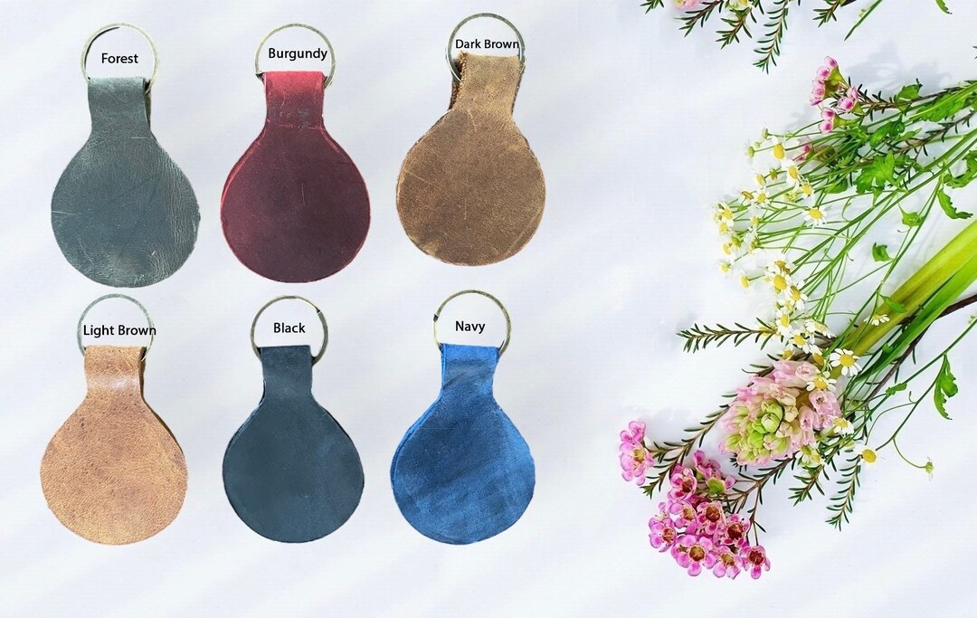 Circle Key Chain, Key Fob, Key Chains. Monogram Keychain, Leather Key ...