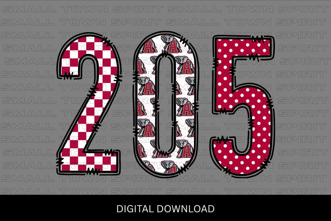 CUSTOM Retro Area Code PNG|205 Alabama|bama|retro Roll Tide|retro ...