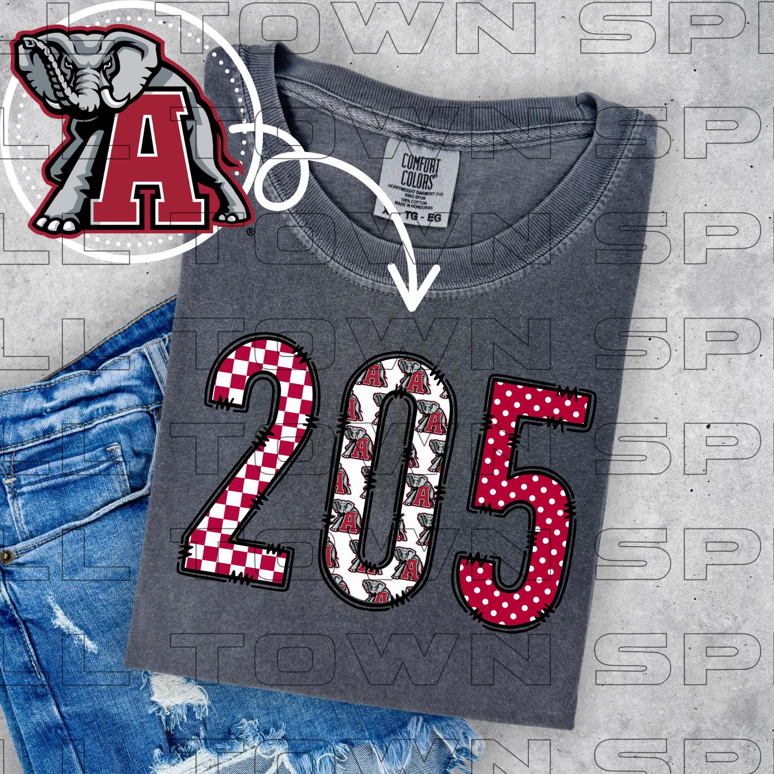 CUSTOM Retro Area Code PNG|205 Alabama|bama|retro Roll Tide|retro ...