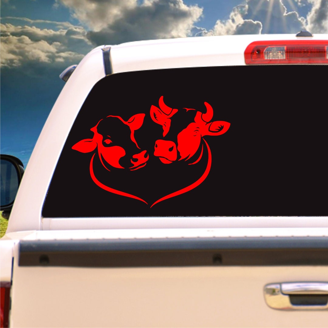 COW COUPLE 7 Farm Animal Vinyl Decals Heifer Car Window Decal Locker ...