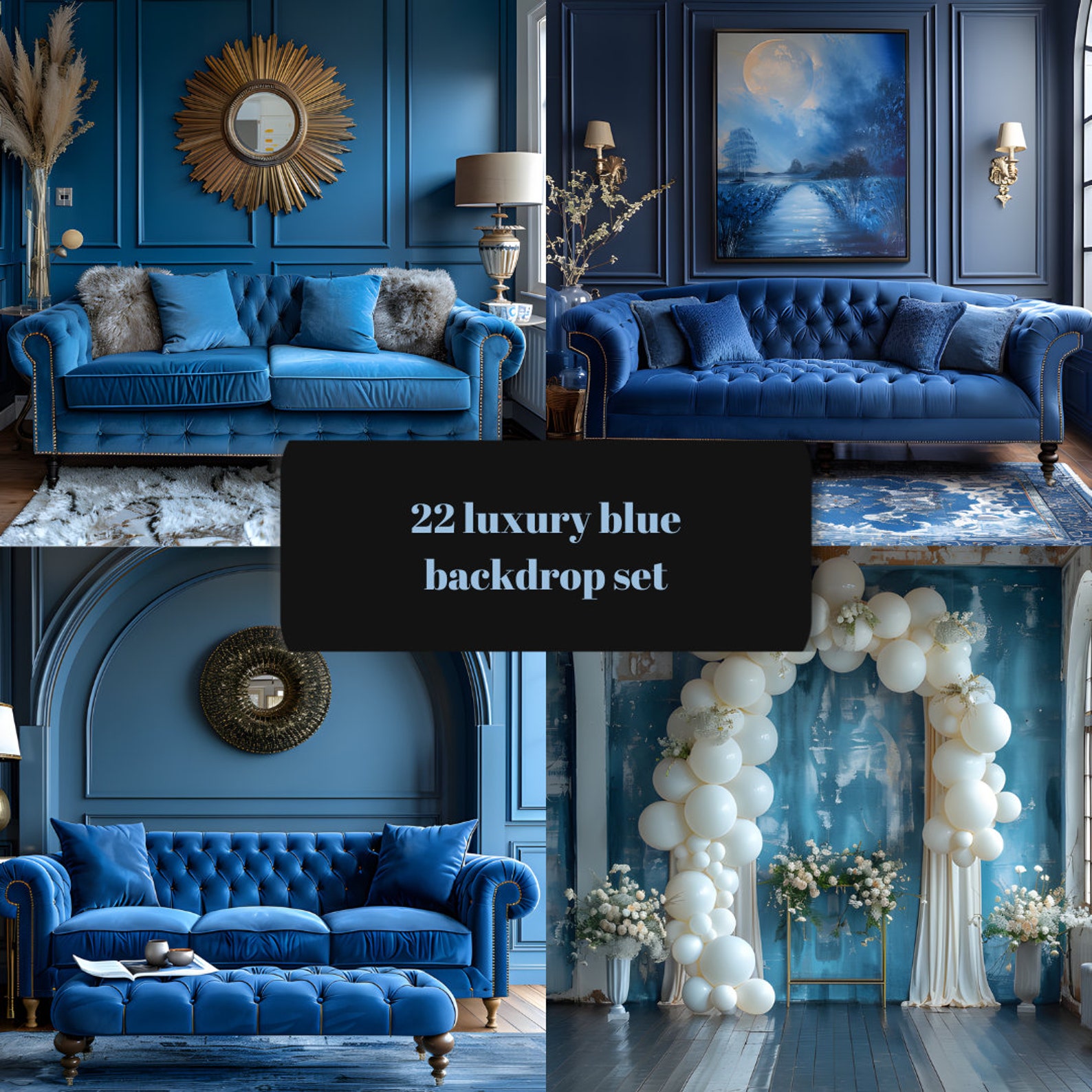 22 Luxury Blue Backdrop Set, Luxury Overlays, Luxury Backdrop, Luxury ...