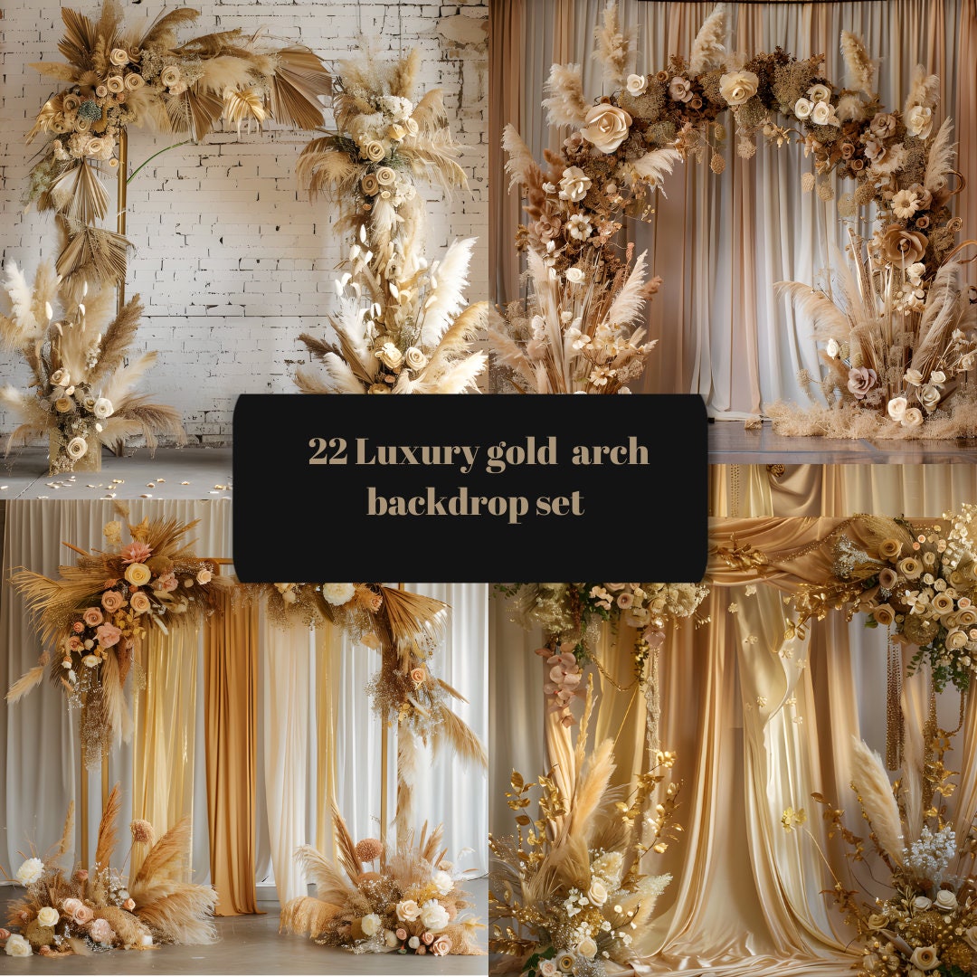 22 Luxury Gold Boho Backdrop Set, Luxury Background, Luxury Overlays ...