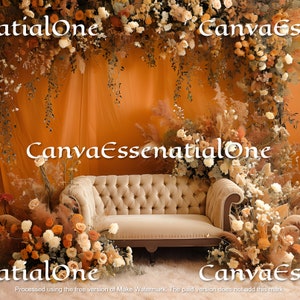 Luxury Orange Floral Minimalist Backdrop Set, Luxury Digital Overlays ...